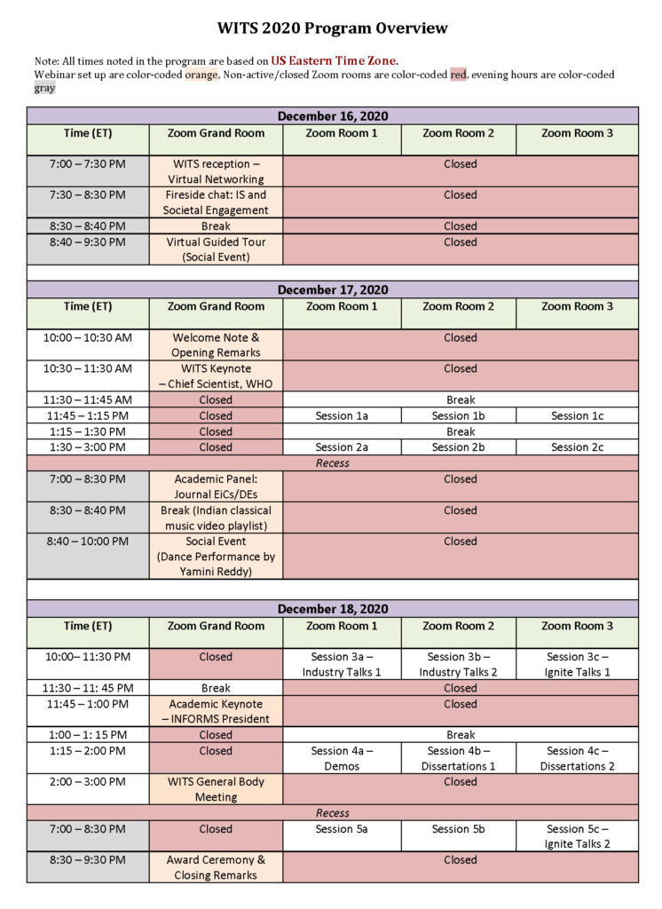 WITS2020 Program Schedule - WITS
